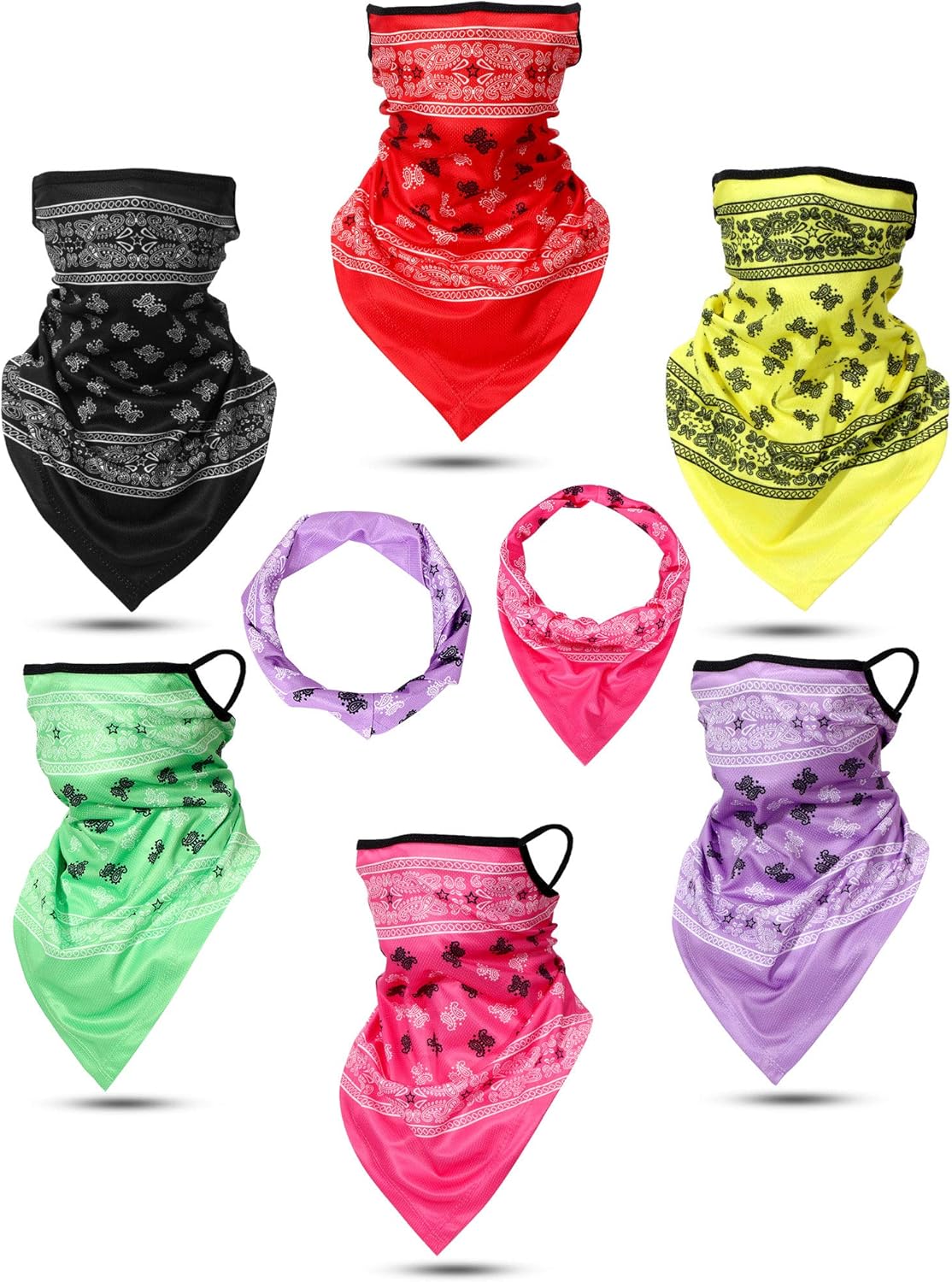 SATINIOR 6 Pieces Face Bandana Ear Loops Breathable Face Cover Neck ...