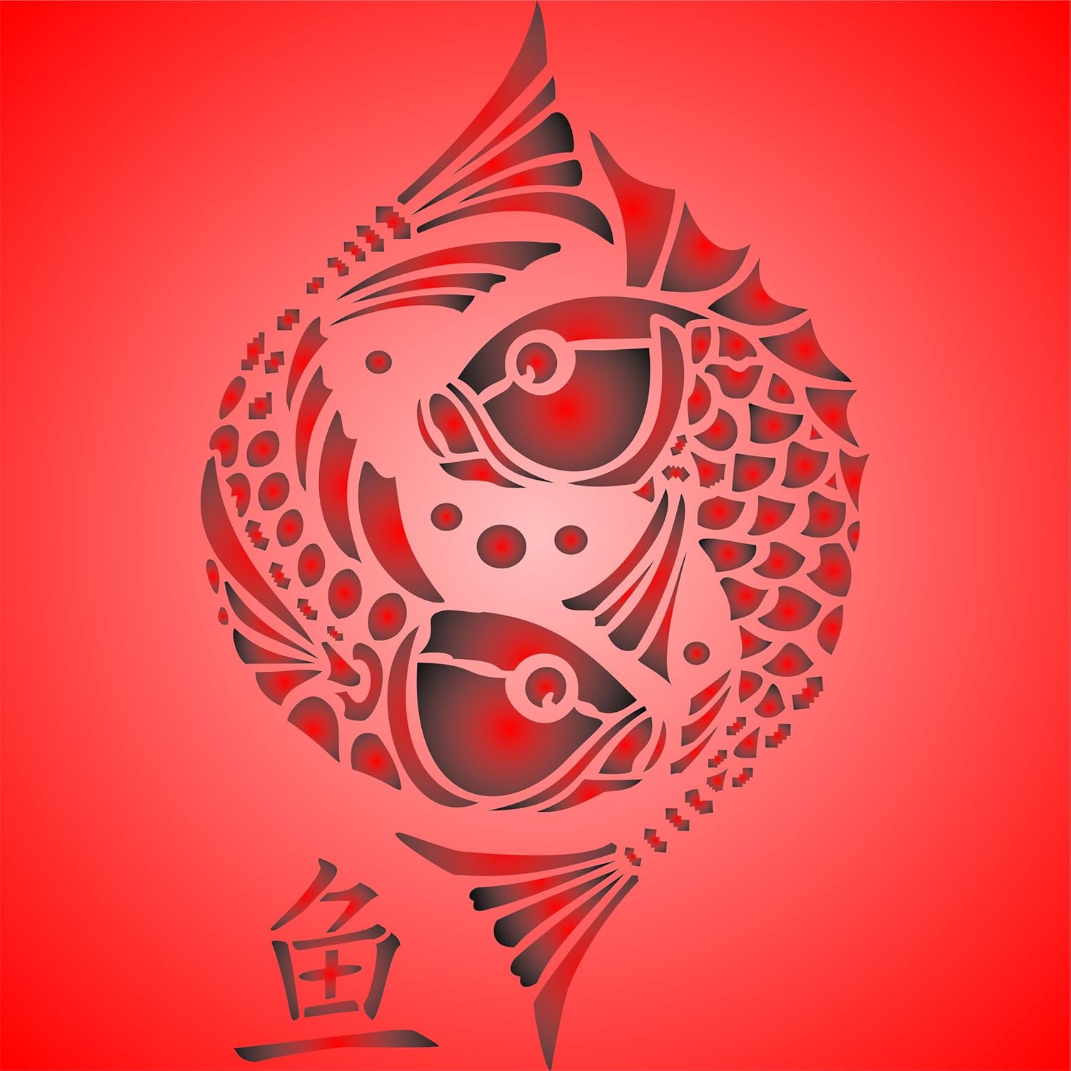 Fish Stencil – 16.5X 26.5cm (M) – Reusable Pisces Oriental Asian ...