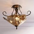 Amber Scroll Rustic Ceiling Light Semi Flush Mount Fixture Golden ...