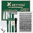 DIY Lash Extension Kit KEYYOU 300Pcs Individual Eyelash Extension Kit 40D 0.07D Curl 8-16MIX ...