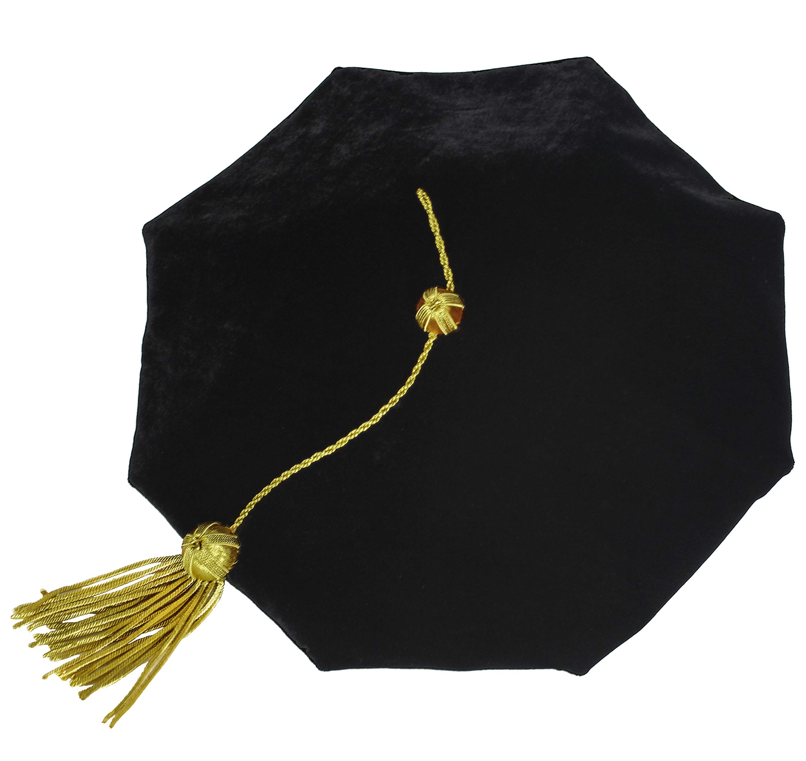 GraduationMall Graduation Doctoral Tam 8-Sided Black Velvet with Gold ...