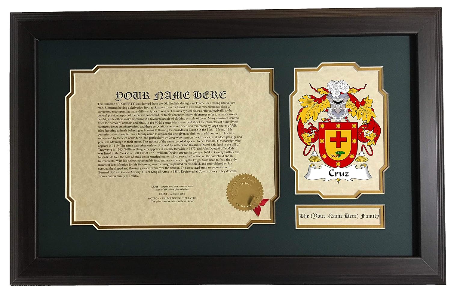 Amazon.com: Cruz - Coat of Arms and Last Name History, 14x22 Inches ...