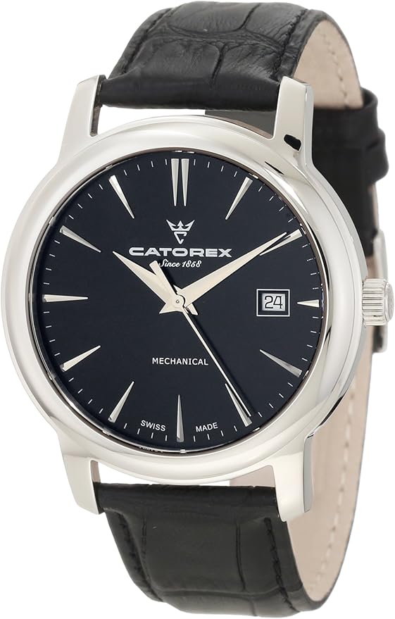 Catorex Men's 8167-1 Attractive Mechanical Black Leather Watch: Amazon ...