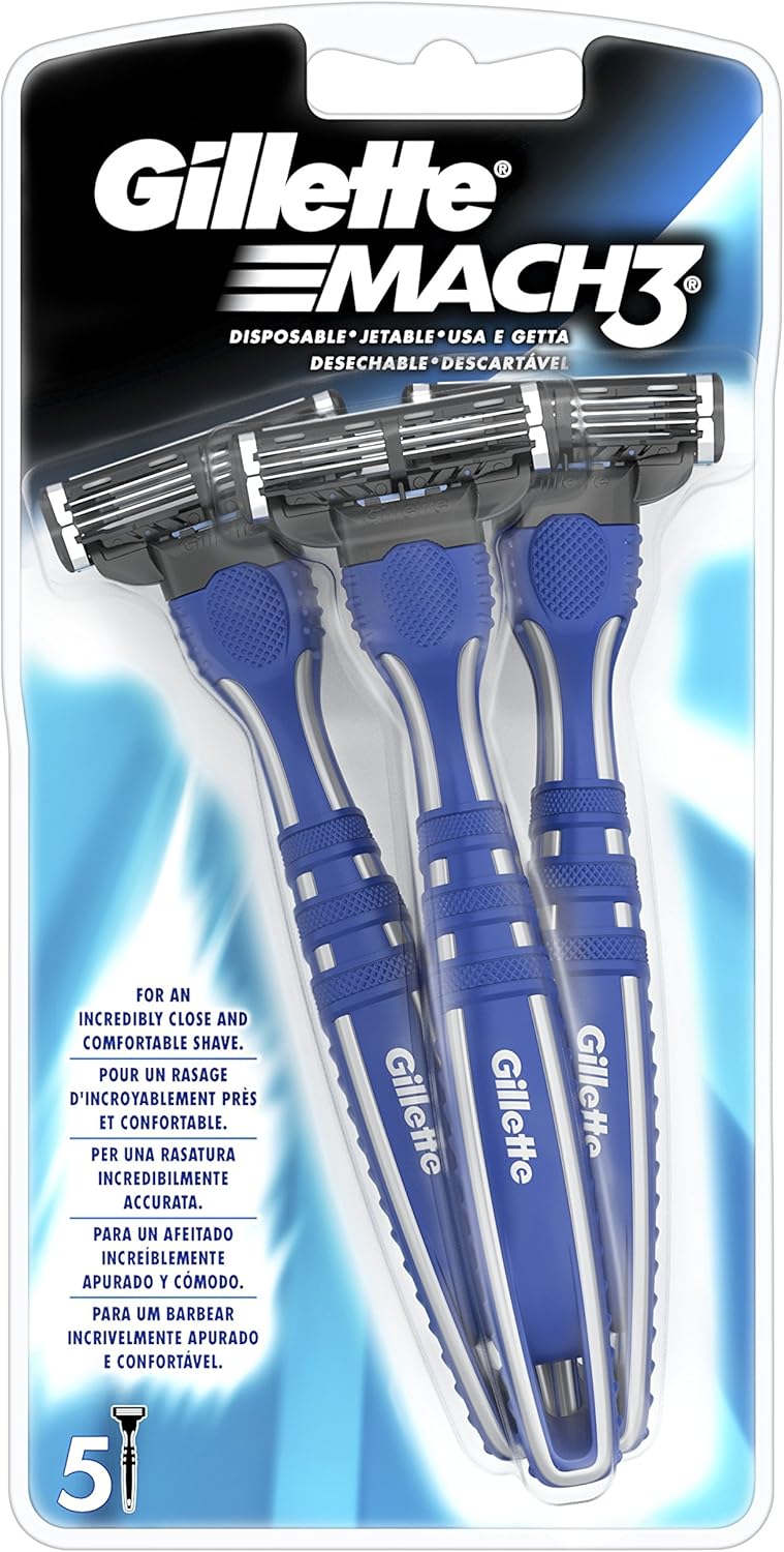 Gillette Mach3 Men’s Disposable Razors - Pack of 5: Amazon.co.uk ...