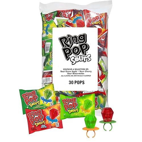 Ring Pop Sours Individually Wrapped Bulk Lollipop Variety Party Pack ...