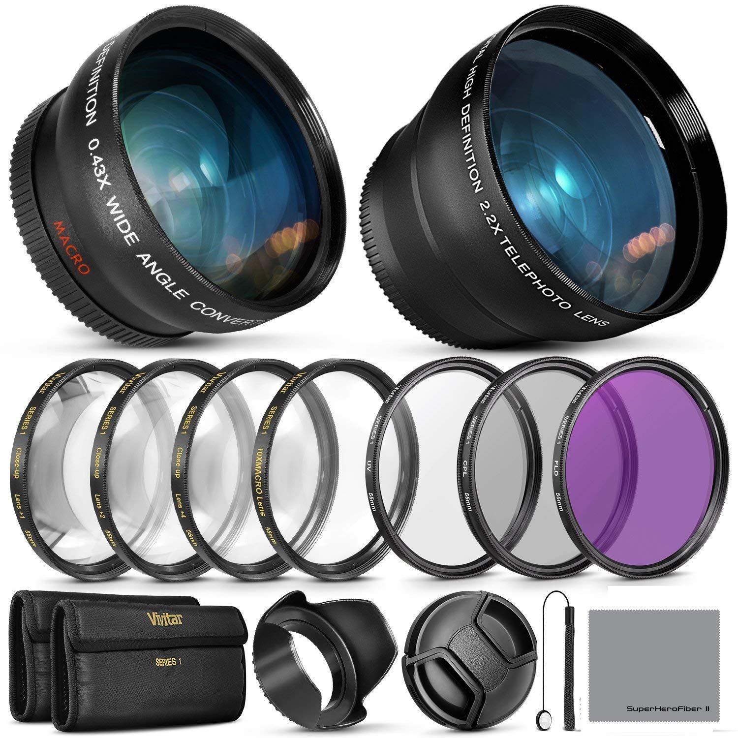 *USED MISSING PARTS*55MM Vivitar Essential Lens & Filter Accessory Kit ...