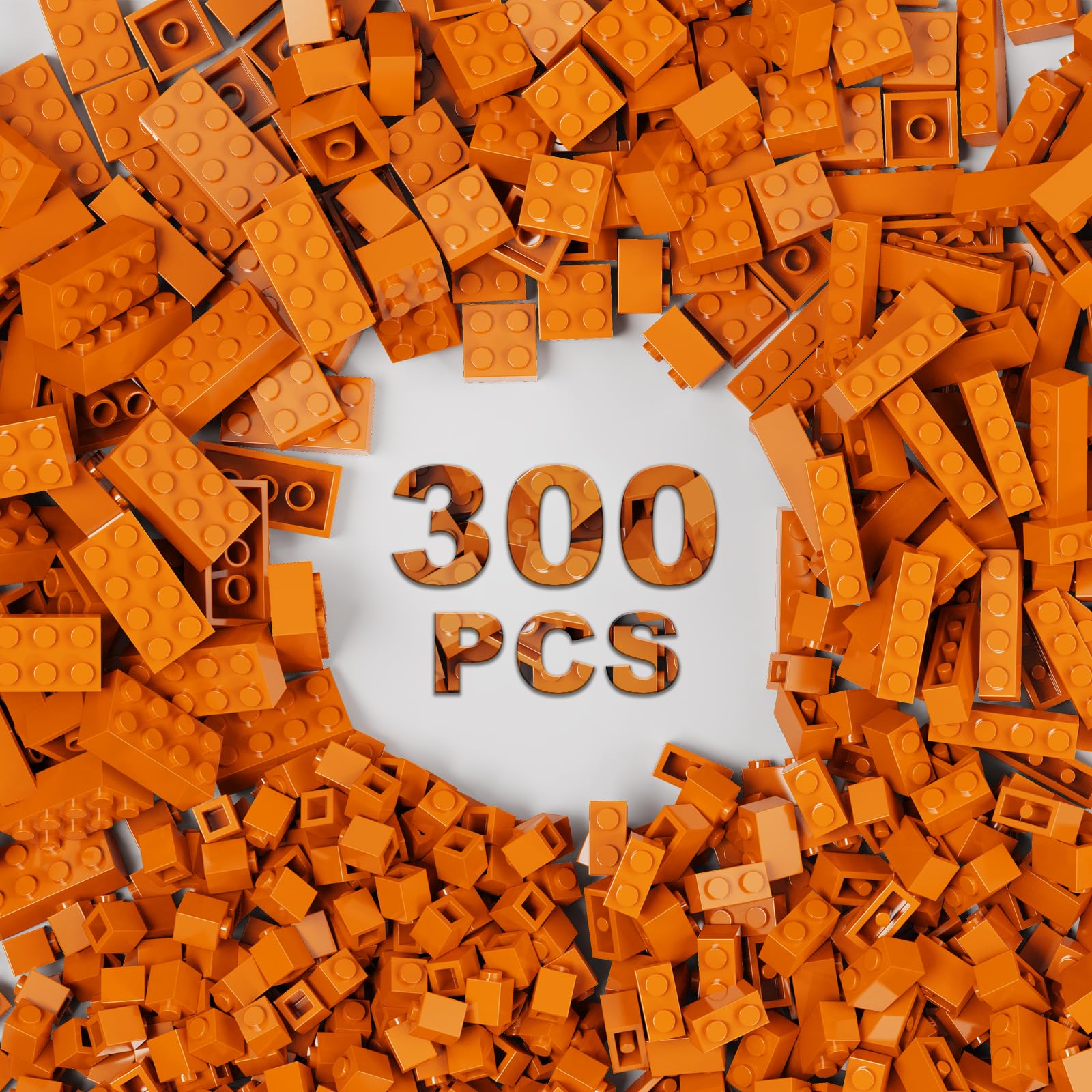 WEBRICK 300 Pcs Classic Building Bricks, Orange Bulk Bricks, Compatible ...