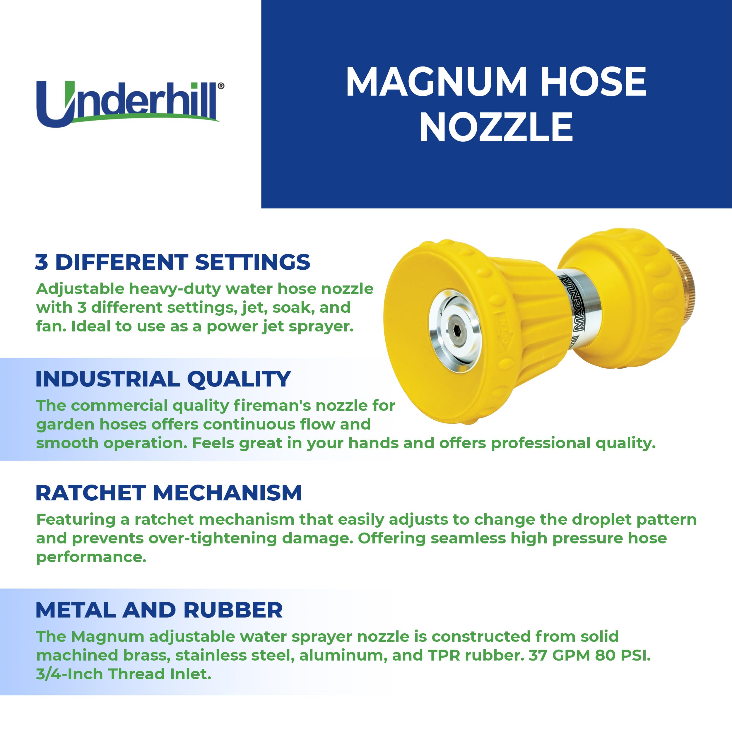 Mua Underhill Magnum Garden Water Hose Nozzle, Sprayer, 37 GPM 80 PSI ...