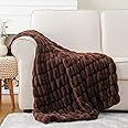 Amazon.com: BATTILO HOME Chocolate Brown Faux Fur Throw Blanket for ...