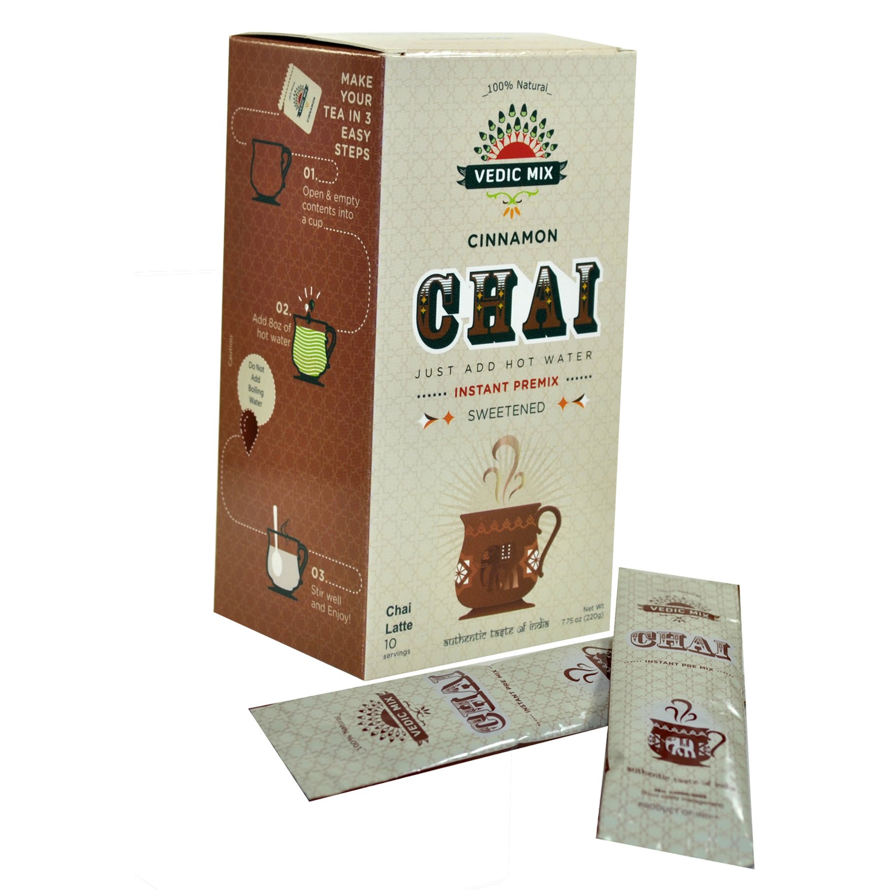 Amazon.com : Vedic Mix Sweetened Chai Tea Latte, Ginger (10 Single ...