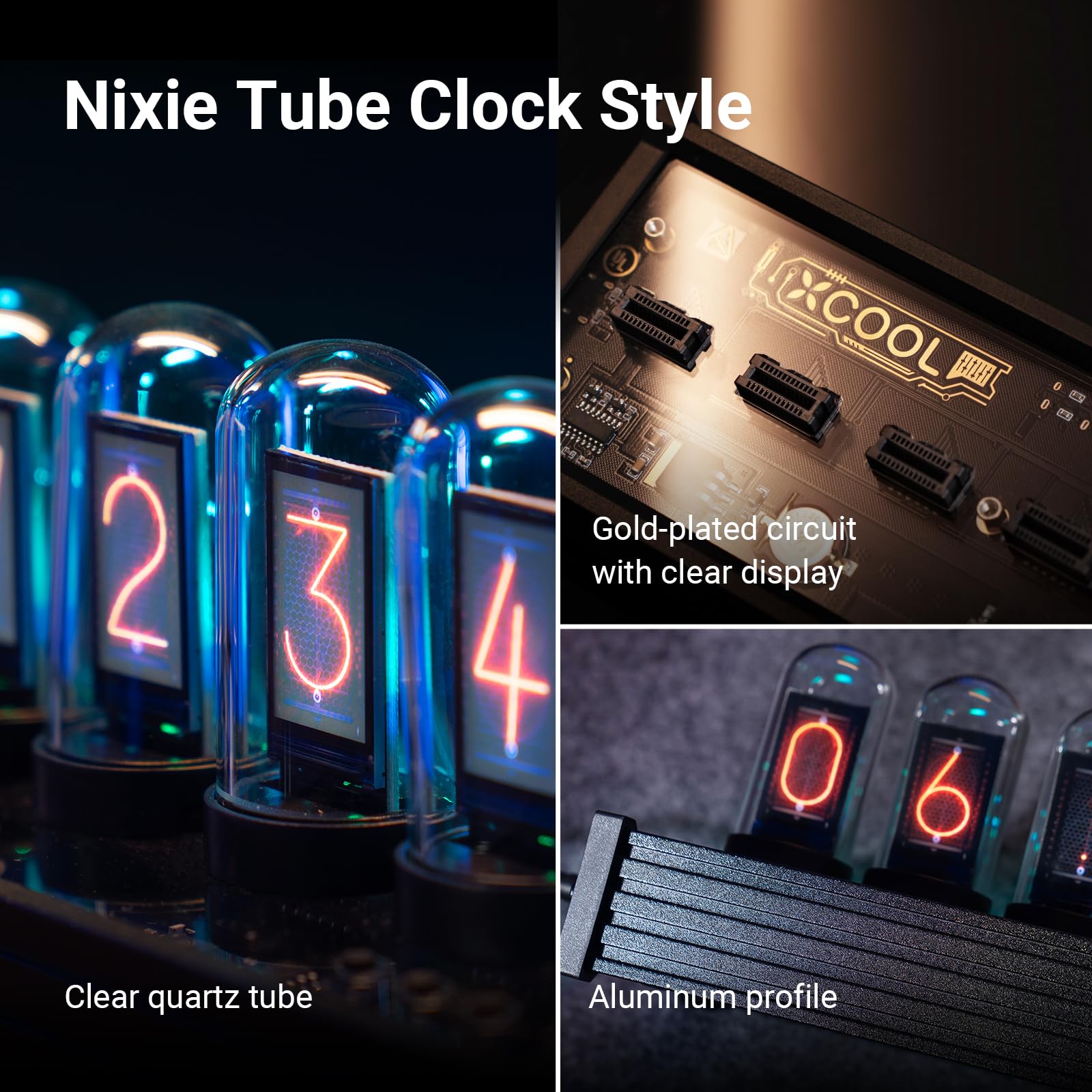 Mua Nixie Tube Clock, Nixie Clock in Cyberpunk Decor with Mood Lighting ...