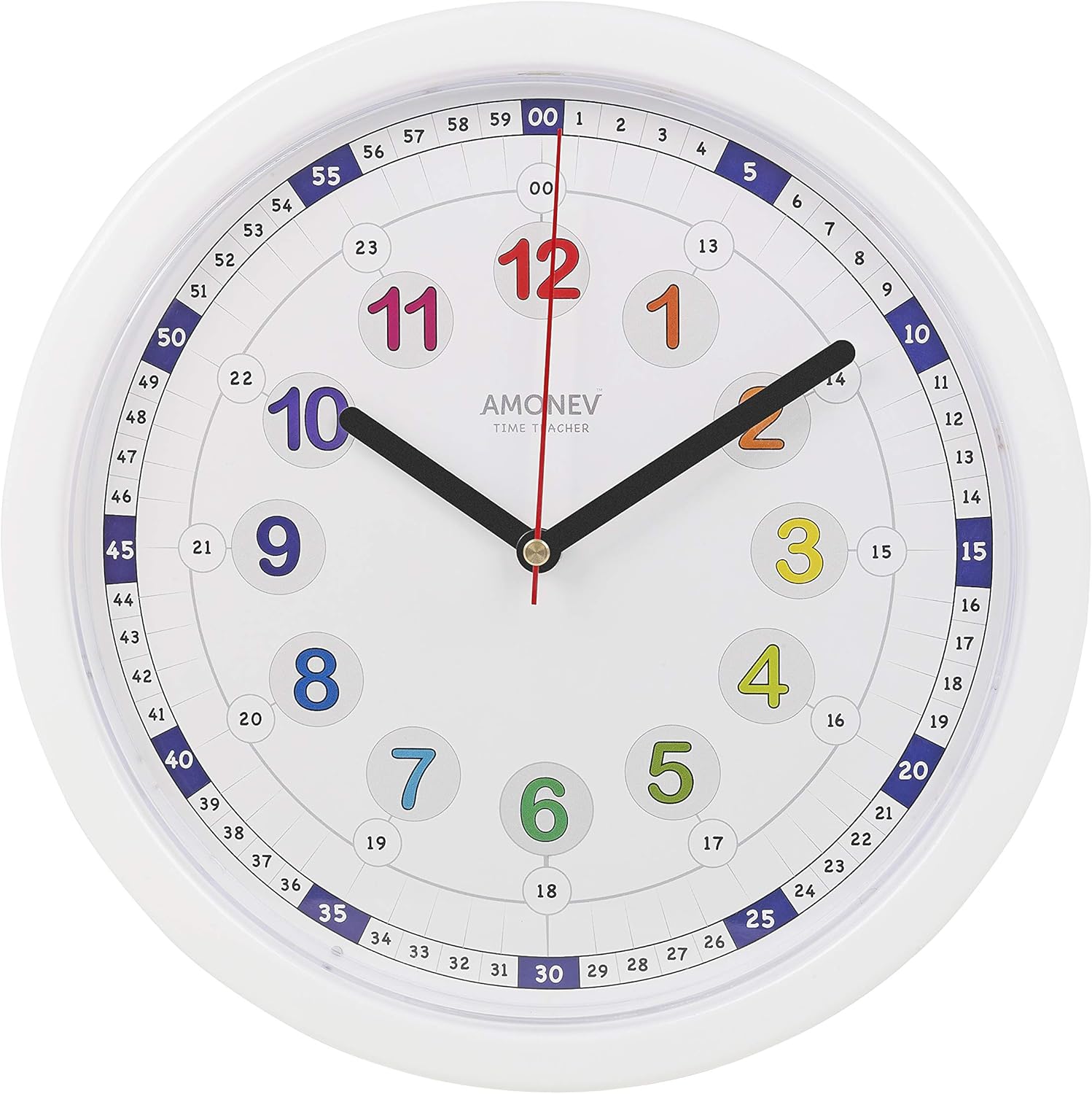Amonev Time Teacher Clock Children Wall Clock Easy To Read Clock With
