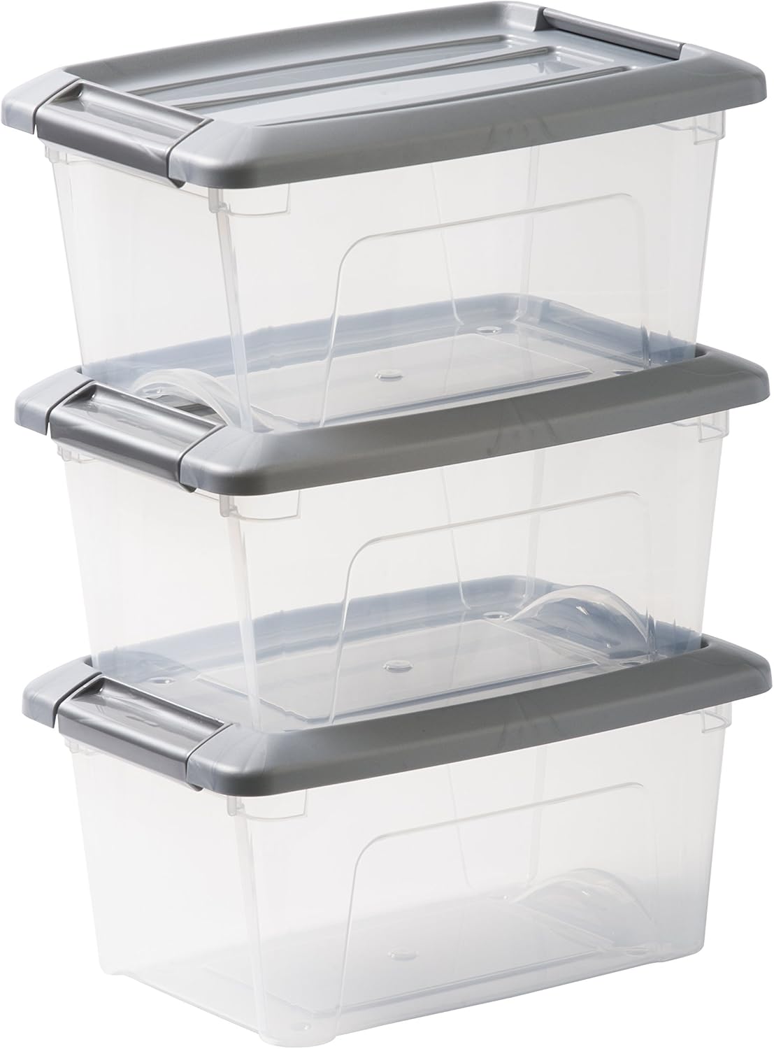 Amazon Basics, Set of 3, Storage boxes, 5 L, with snap closure ...