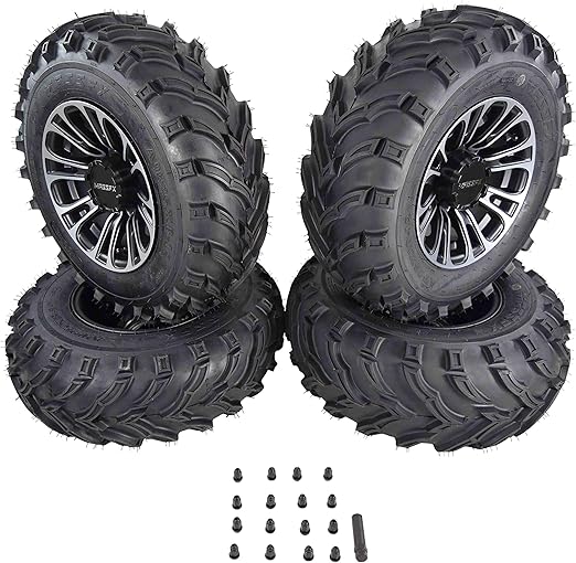 Amazon.com: MASSFX MS 25x8-12 25x10-12 Tires w/Black 12x7 4/156 ATV UTV ...
