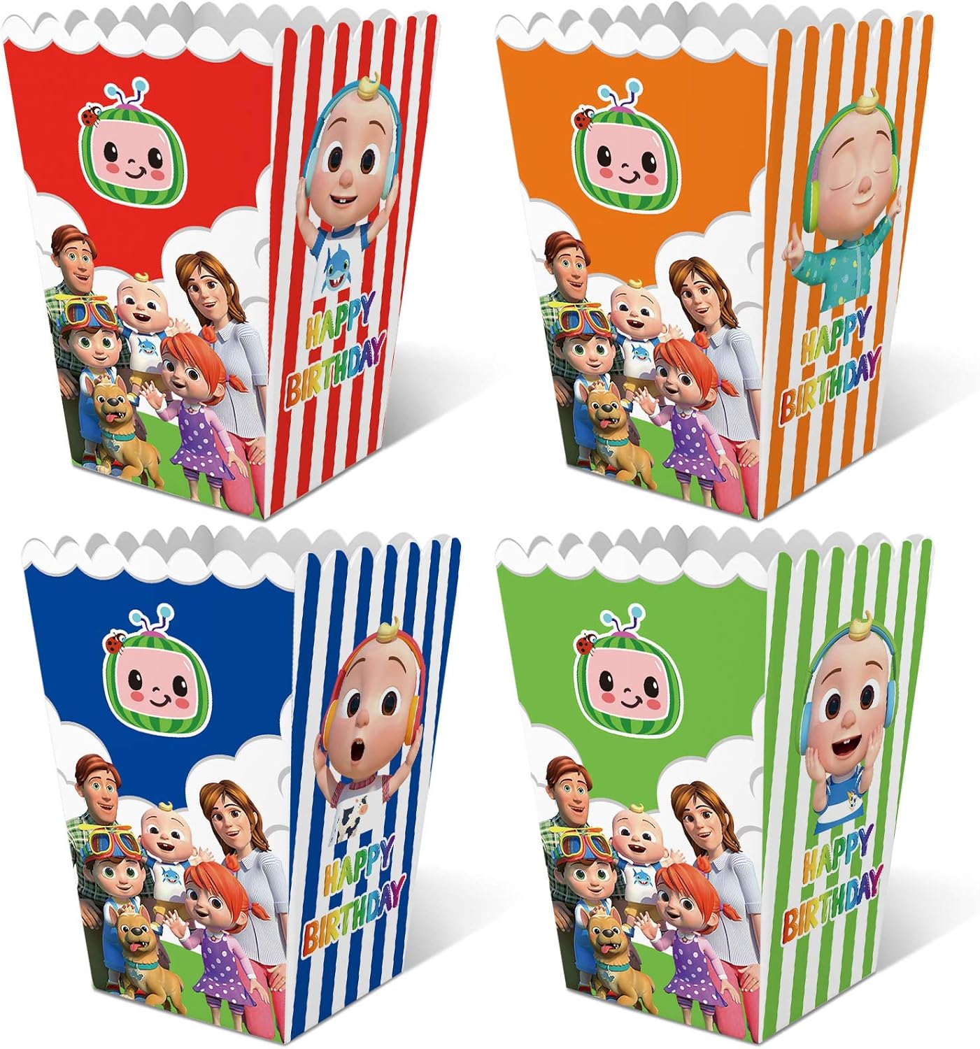 16Pcs Coco-melon Birthday Party Supplies Coco-melon Popcorn Box Snack ...