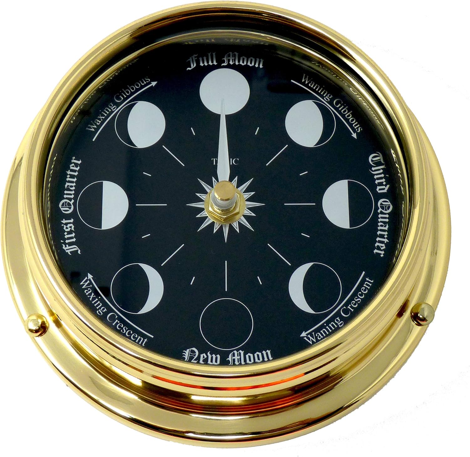 Tabic Prestige Solid Brass Moon Phase Clock with Jet Black Dial - BigaMart