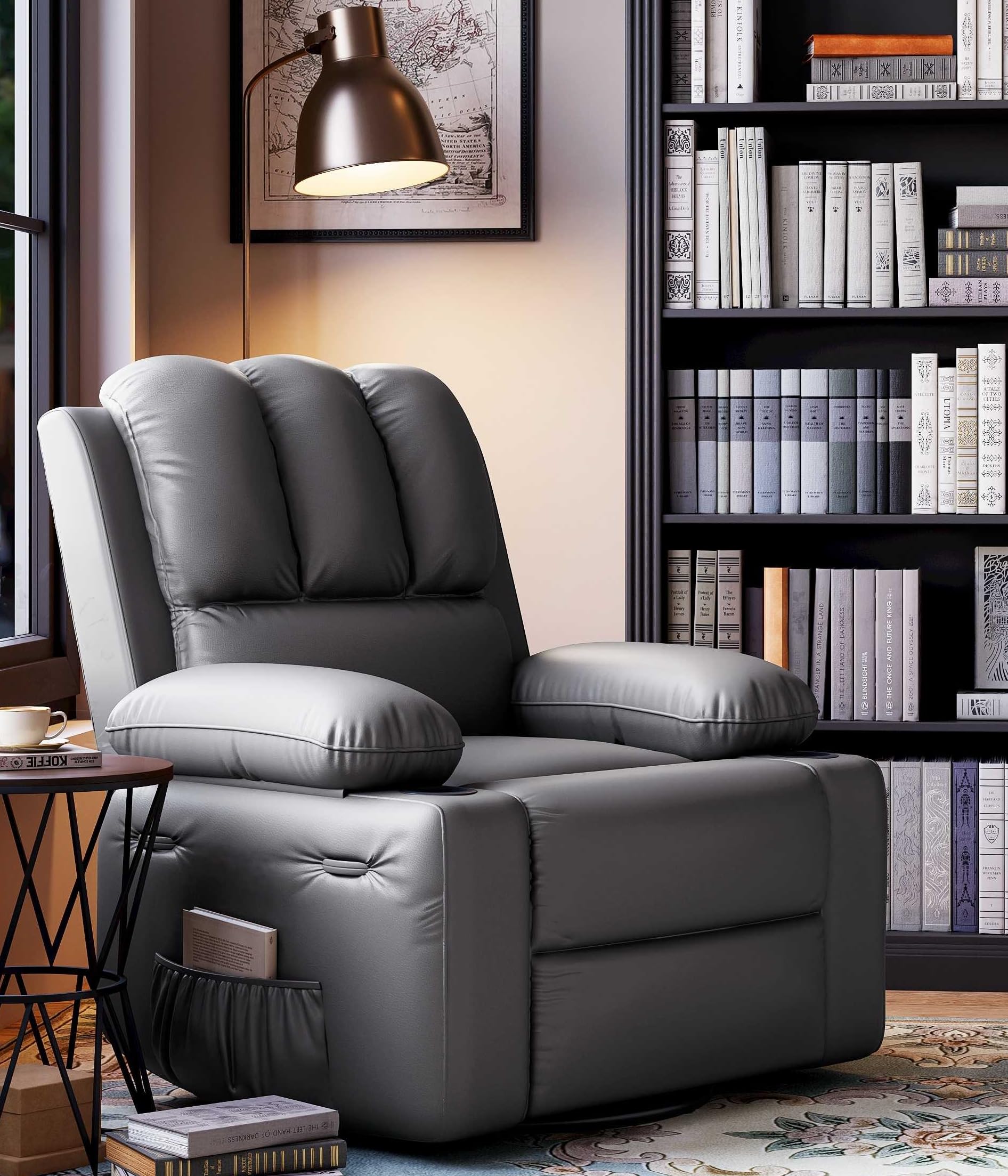 Oversized Recliner Chairs with Heat and Massage - 360° Swivel Lazy ...