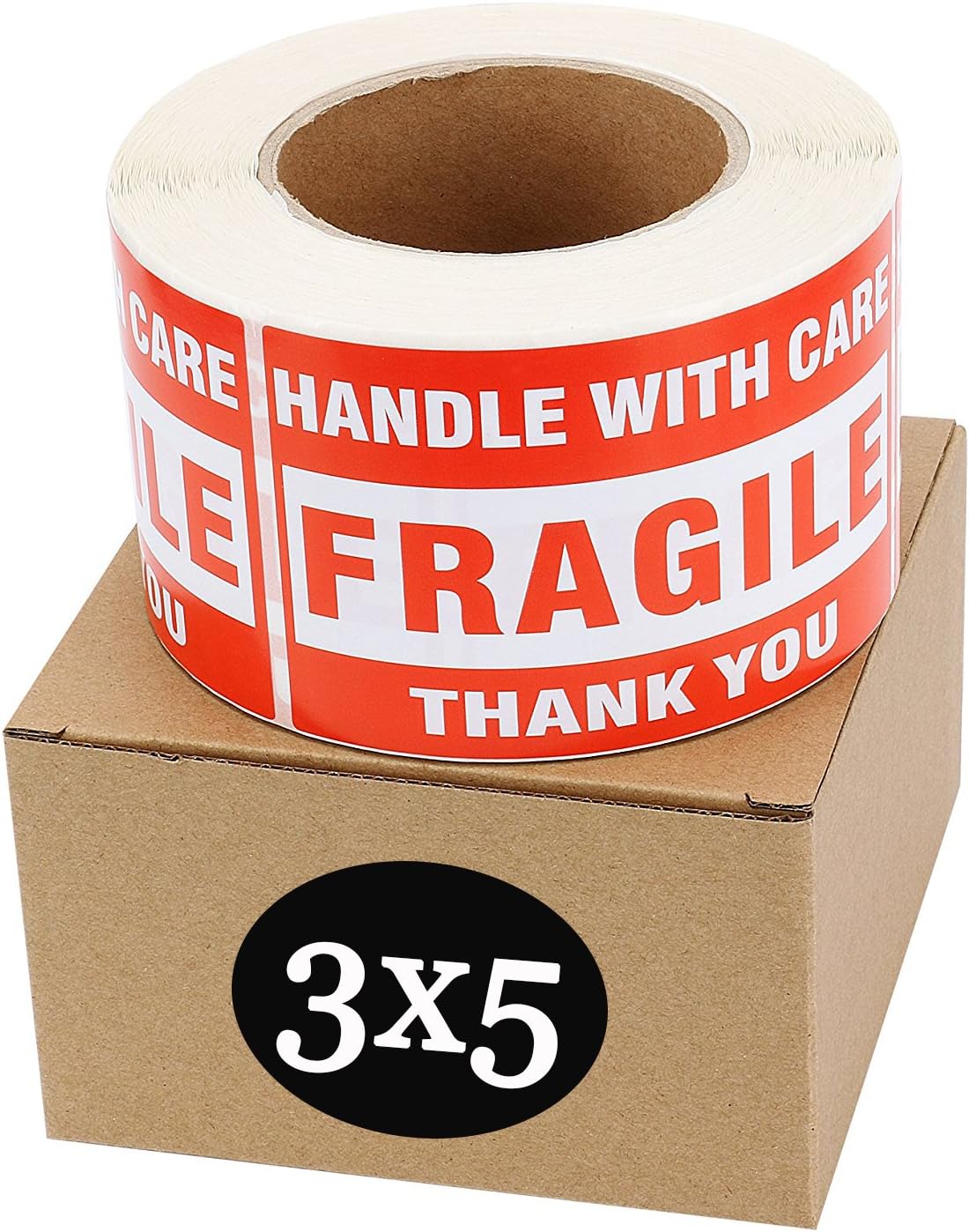 SJPACK Fragile Stickers 3'' x 5'' 1 Roll 500 Labels Fragile - Handle ...