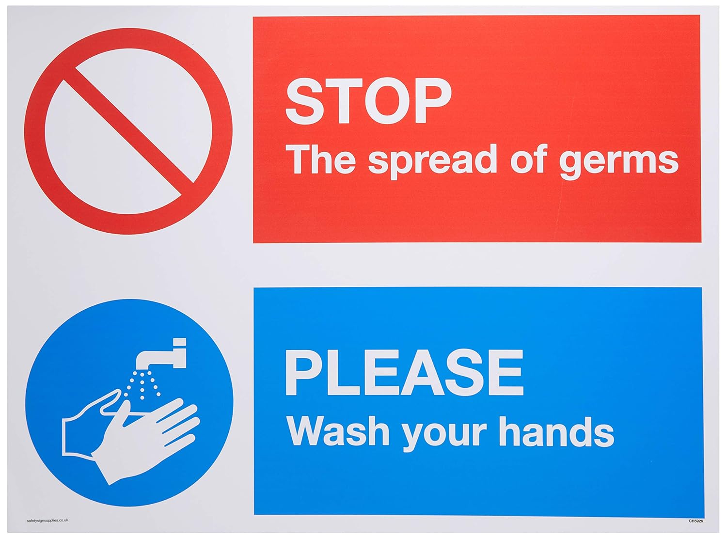 STOP germs PLEASE wash your hands sign – Plastic Rigid Double-sided 3mm ...
