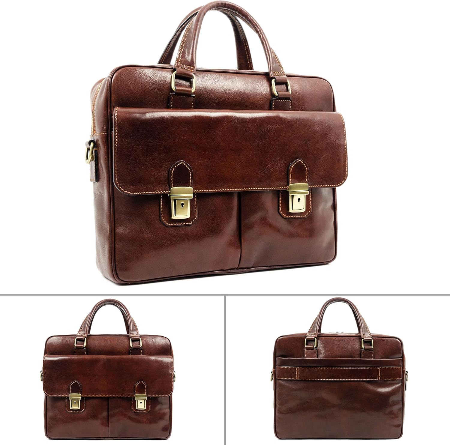 Leather Laptop Briefcase Bag for Men Full Grain Hide Computer Case ...