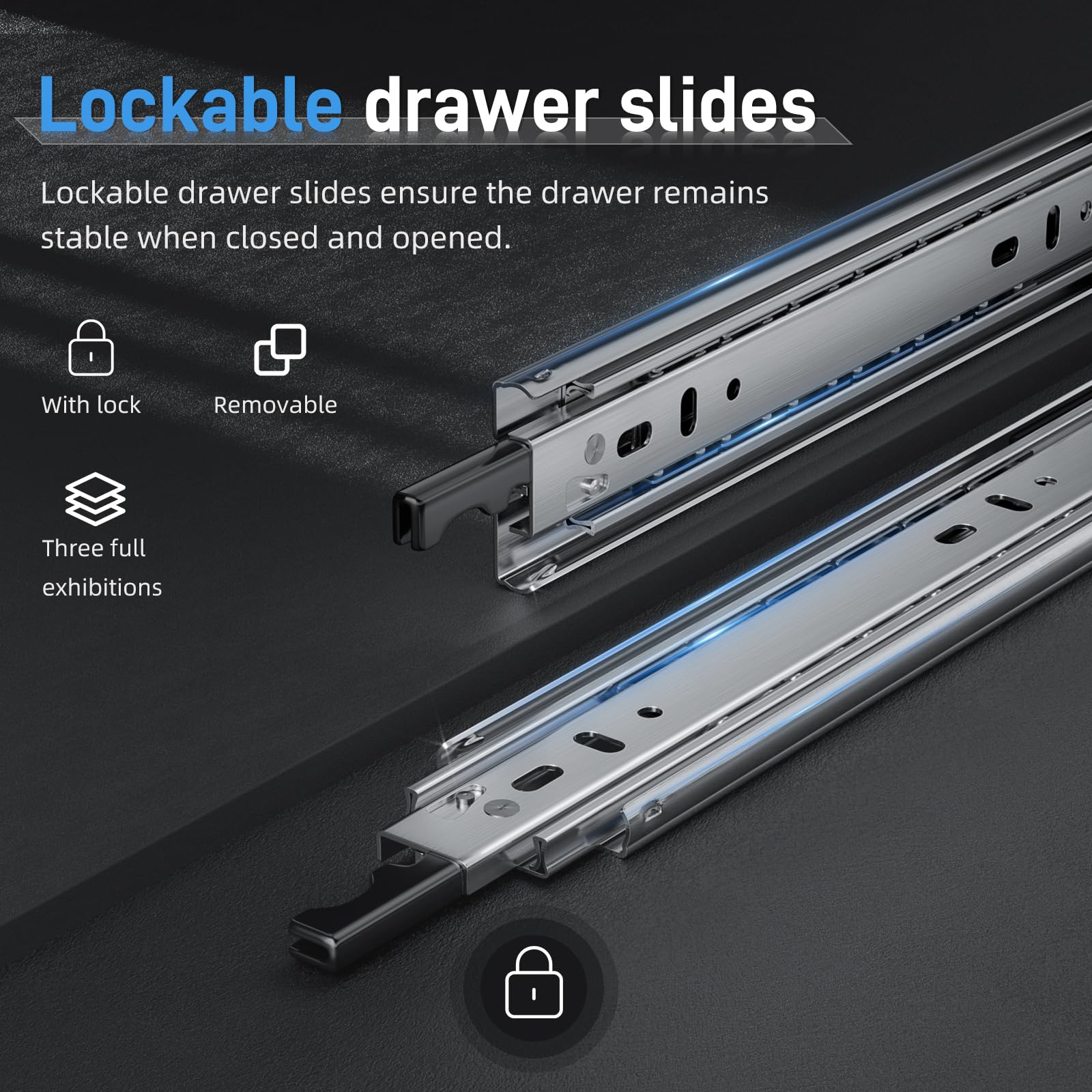 Mua PHWALK 1 Pair 22 Inch 150 Lb Heavy Duty Drawer Slides with Lock ...
