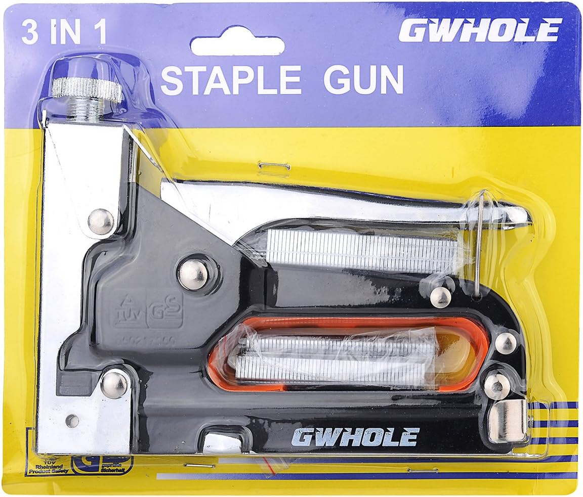 Gwhole Staple Gun with 600 Staples. Bracket Set for Cushions, Wood ...