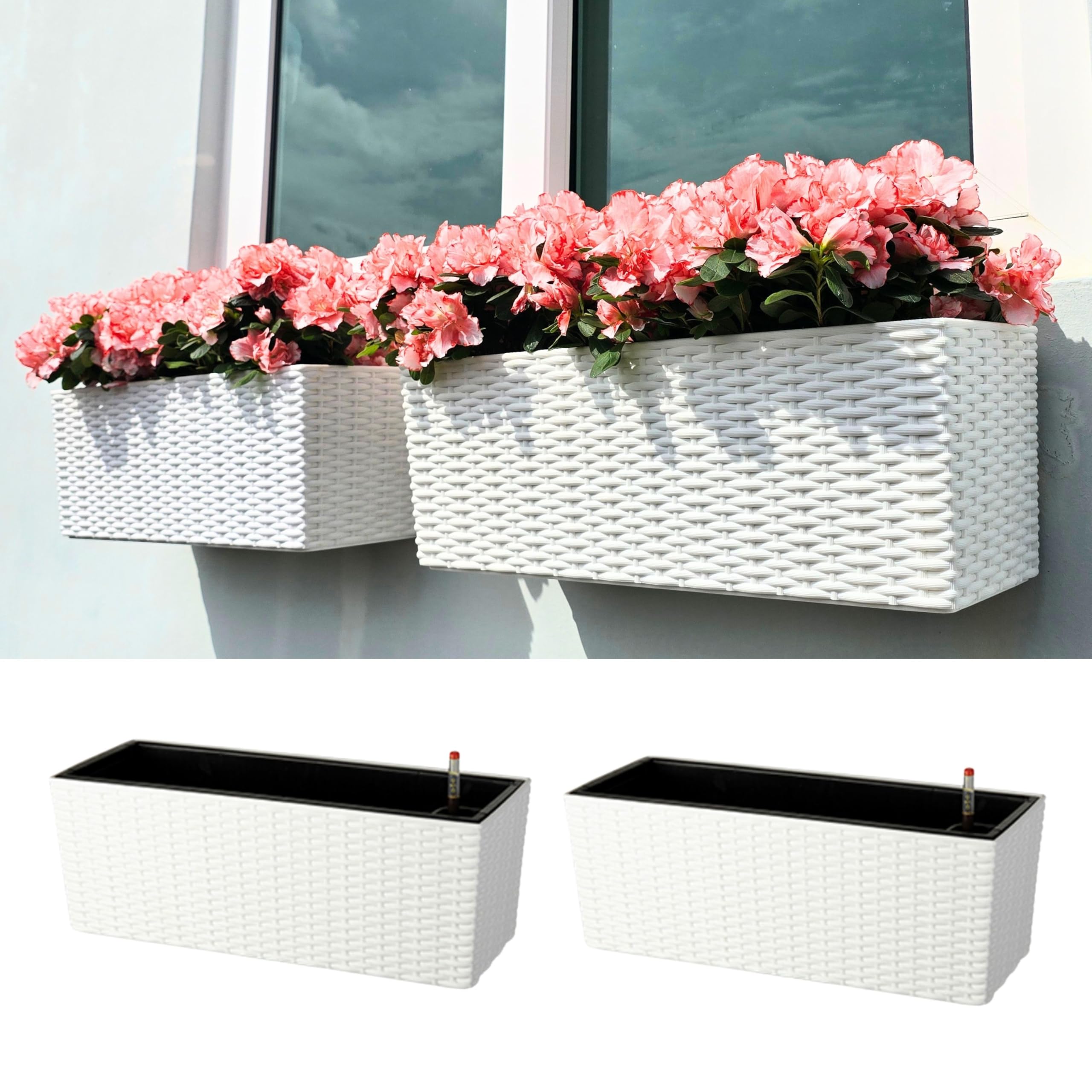 LaLaGreen Window Boxes Planters (20 Inch, 2 Pack) Outdoor Wall Hanging ...