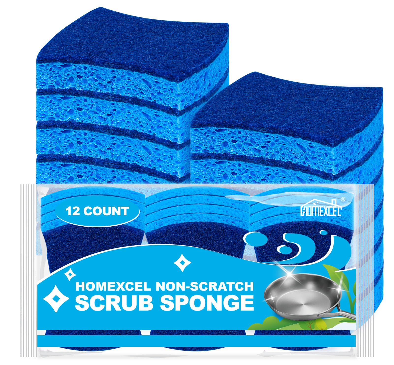 Mua HOMEXCEL Scrub Kitchen Sponges 12 Pack, Non-Scratch Dish Sponges ...