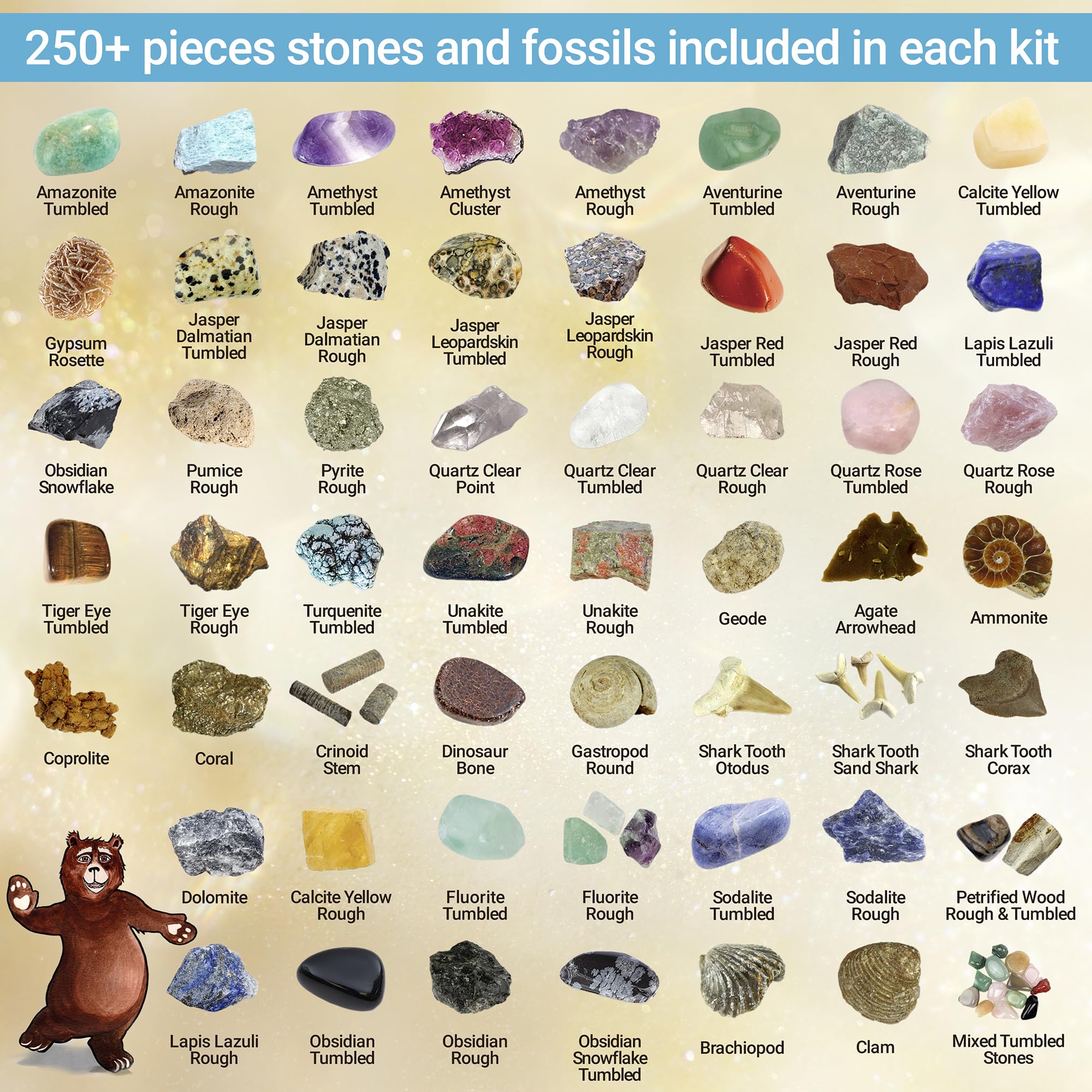 Mua Rock, Mineral & Geodes Treasure Hunt Activity Kit (250 Pc Set) Real ...
