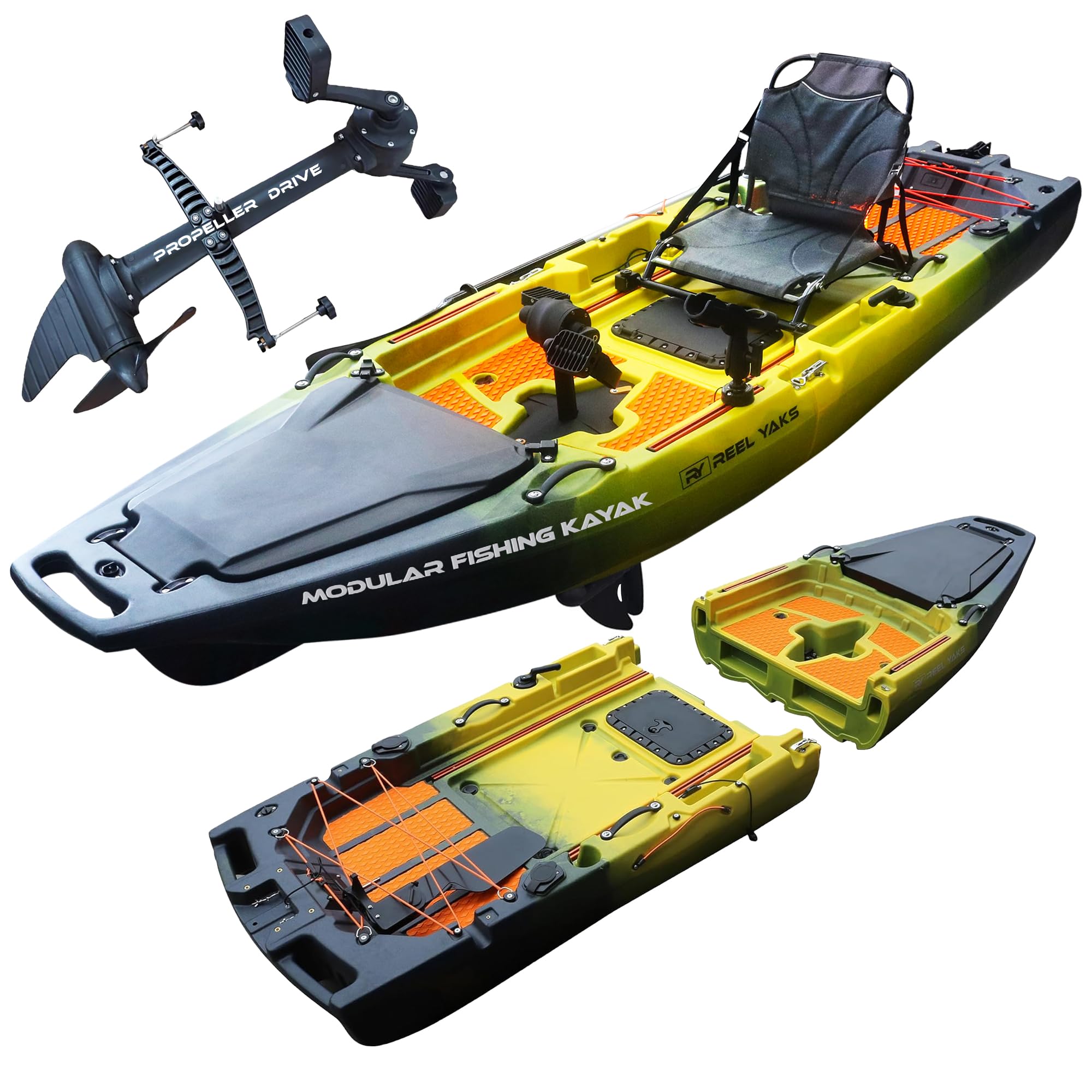 Reel Yaks Rocket Modular Fishing Kayak - 9.8ft Lightweight Propeller ...