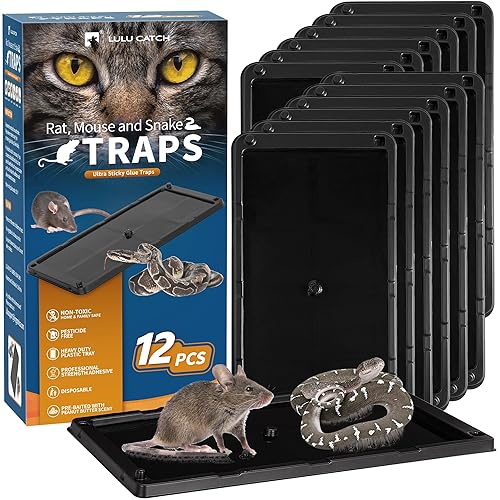 LULUCATCH Sticky Mouse Trap, 12 Pack Large Glue Traps, Pre-Baited Heavy ...