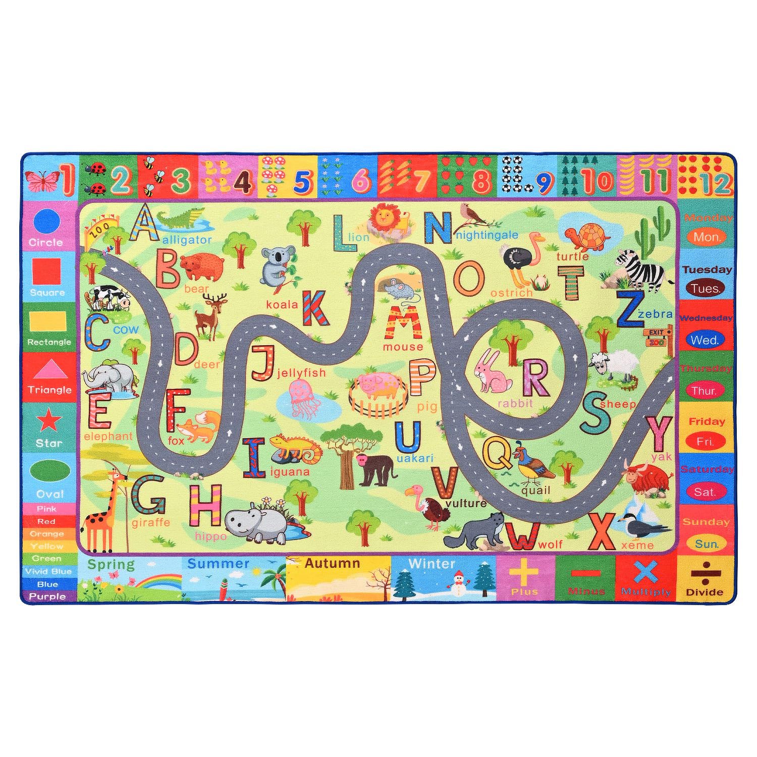 Mua Terrug Kids Rugs Animals Zoo Carpet Play Rug for Playroom ABC Educational Mat Alphabet Area ...