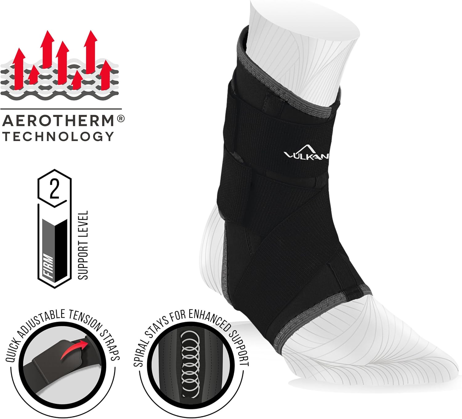 Vulkan Classic Right Ankle Brace, Large, Ankle Support for Rolled ...