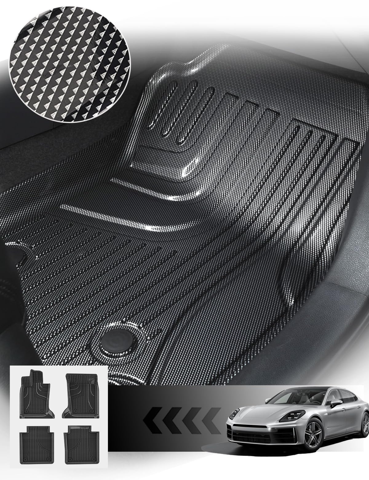 Floor Mats for 2017-2023 Porsche Panamera (Only Executive Model) Carbon ...