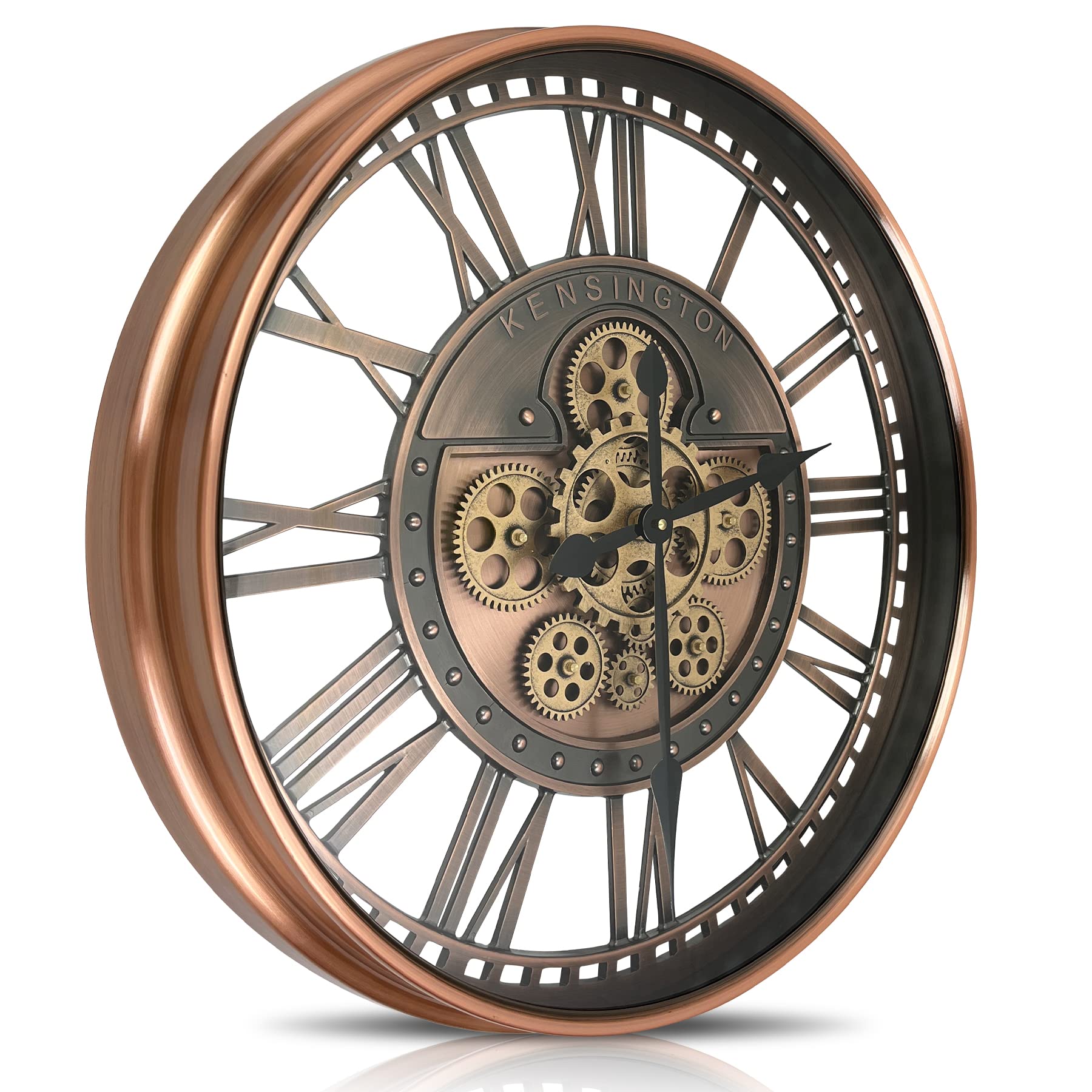 DORBOKER Real Moving Gears Wall Clock Large Modern Metal Clocks for ...