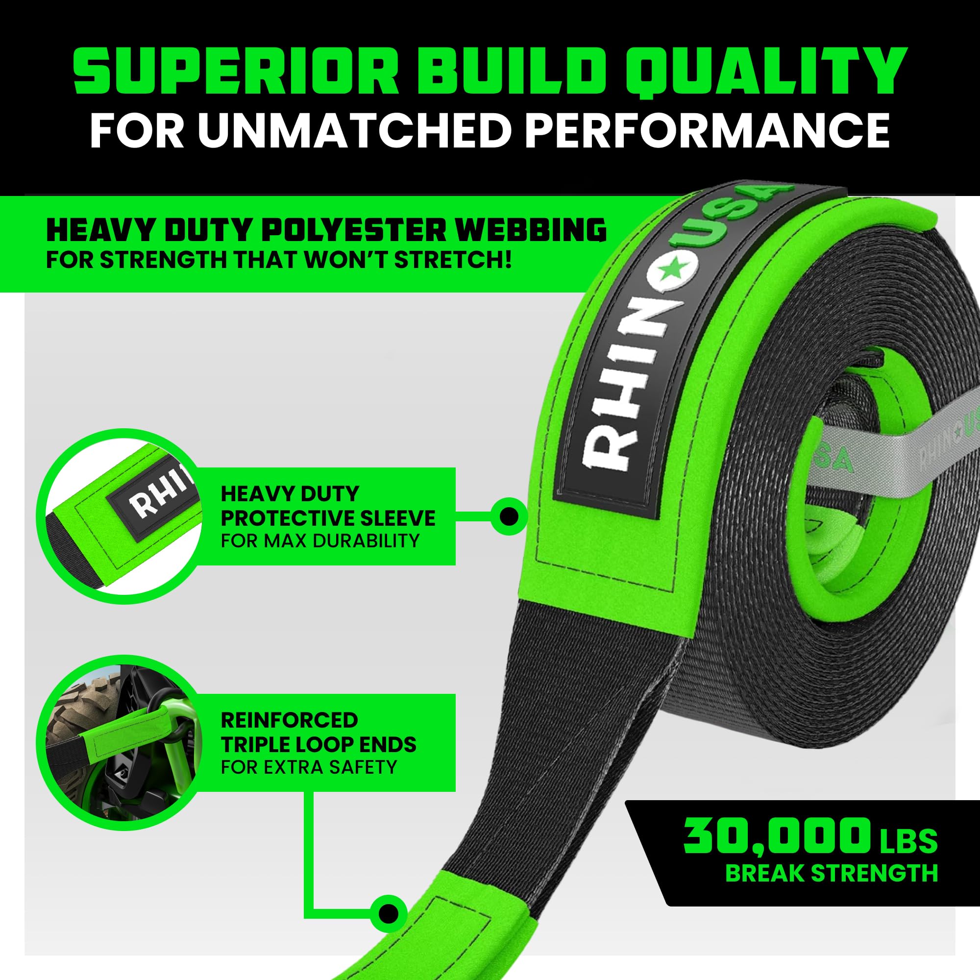 Mua Rhino USA Recovery Tow Strap (3" x 20') - 31,518lb Break Strength ...