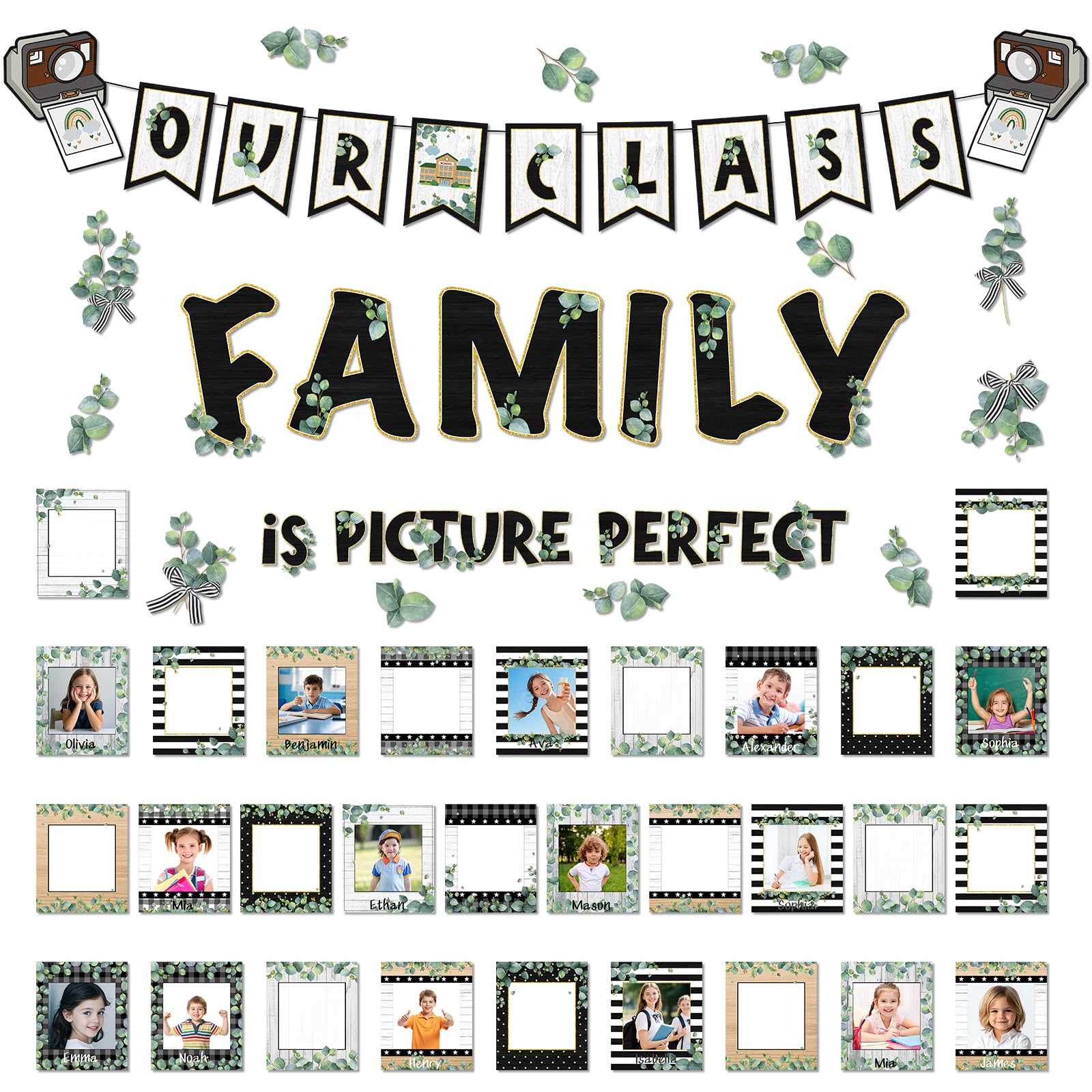 62 Pcs Eucalyptus Bulletin Board for Classroom,Our Class is a Family ...