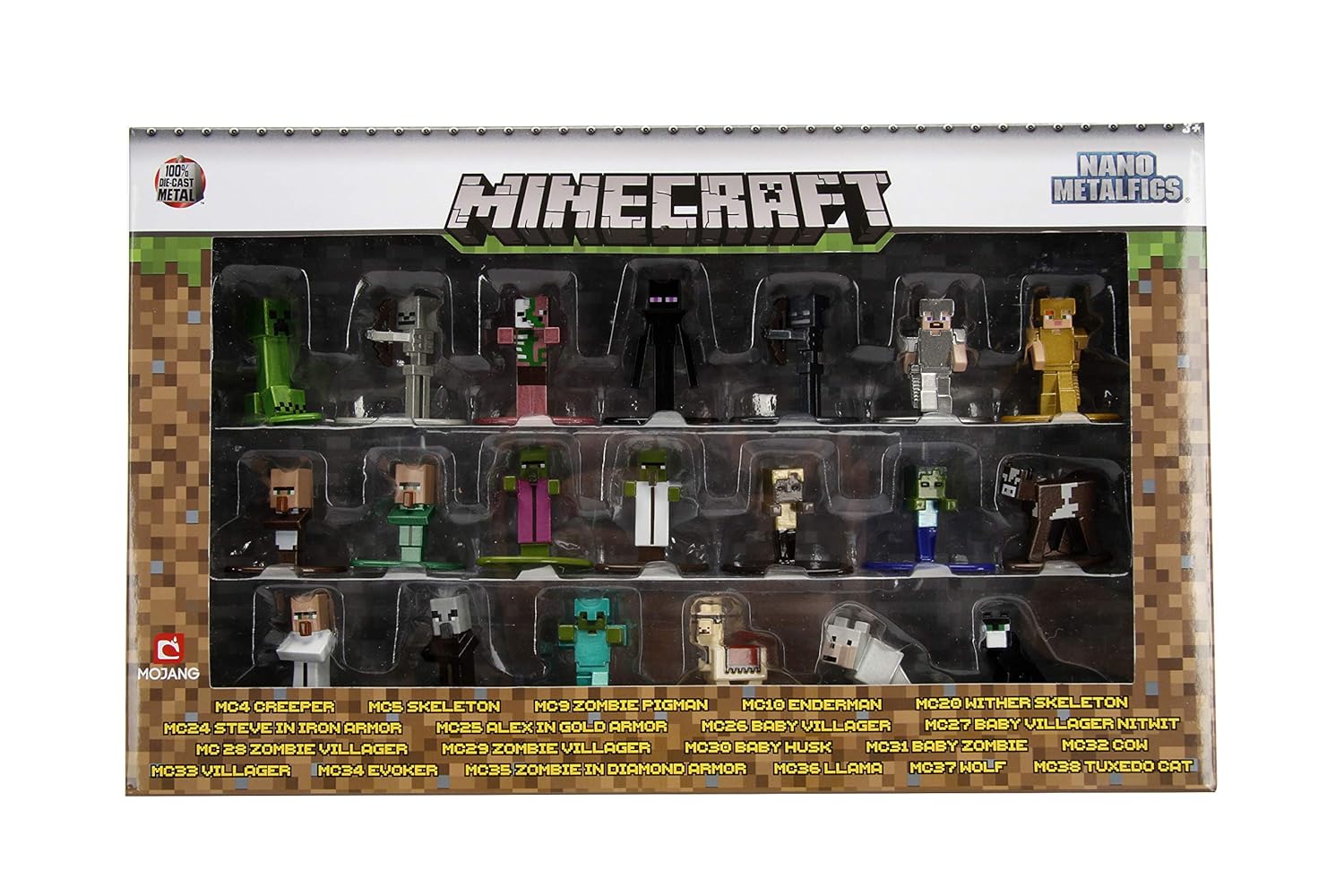 Action Figures 1.65 Inch Scale Jada Toys Minecraft 20-Pack Wave 1 Die ...