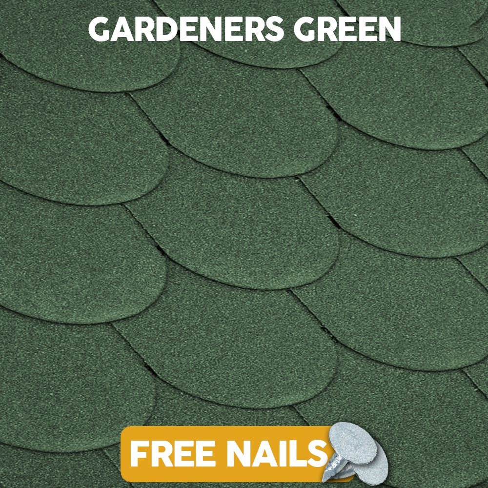 GroundMaster Green Roofing Felt Shingles Tiles Round Fishscale 5 Tab 2 ...