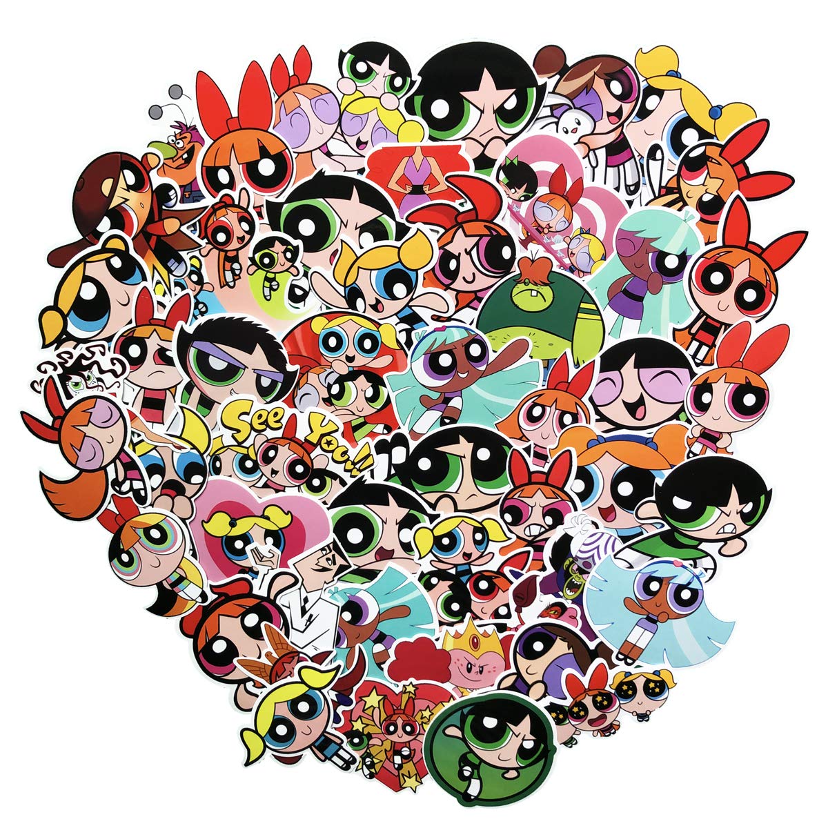Buy 50pcs The Powerpuff Girls Cartoon Sticker Laptop Vinyl Stickers For
