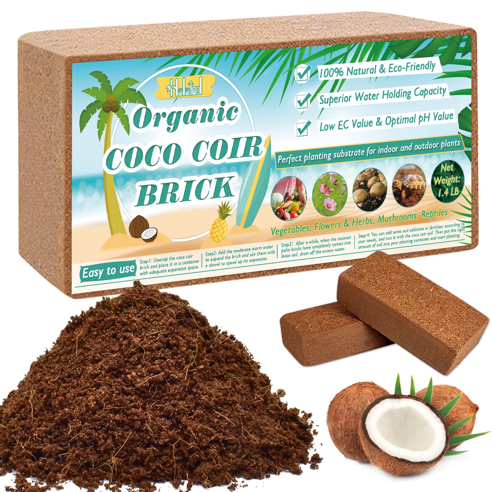 Mua 1.4LB Coconut Coir Brick Organic Compressed Coco Coir Bricks ...