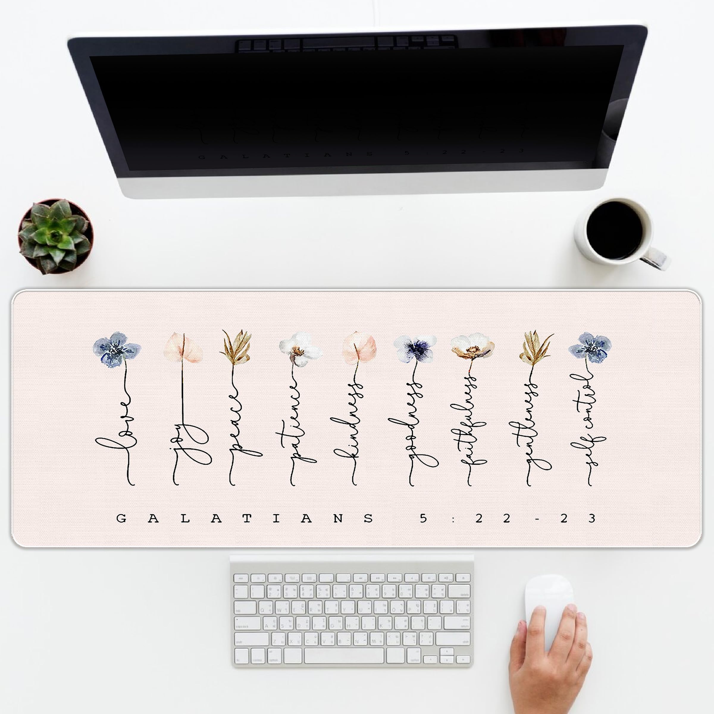 Christian Mouse Pad Floral Desk Mat, Large Bible Verses Mouse Pad ...