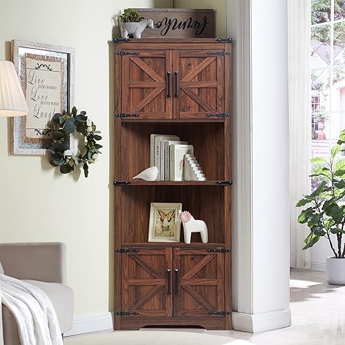JXQTLINGMU Farmhouse Corner Cabinet, Tall Corner Bathroom Storage ...