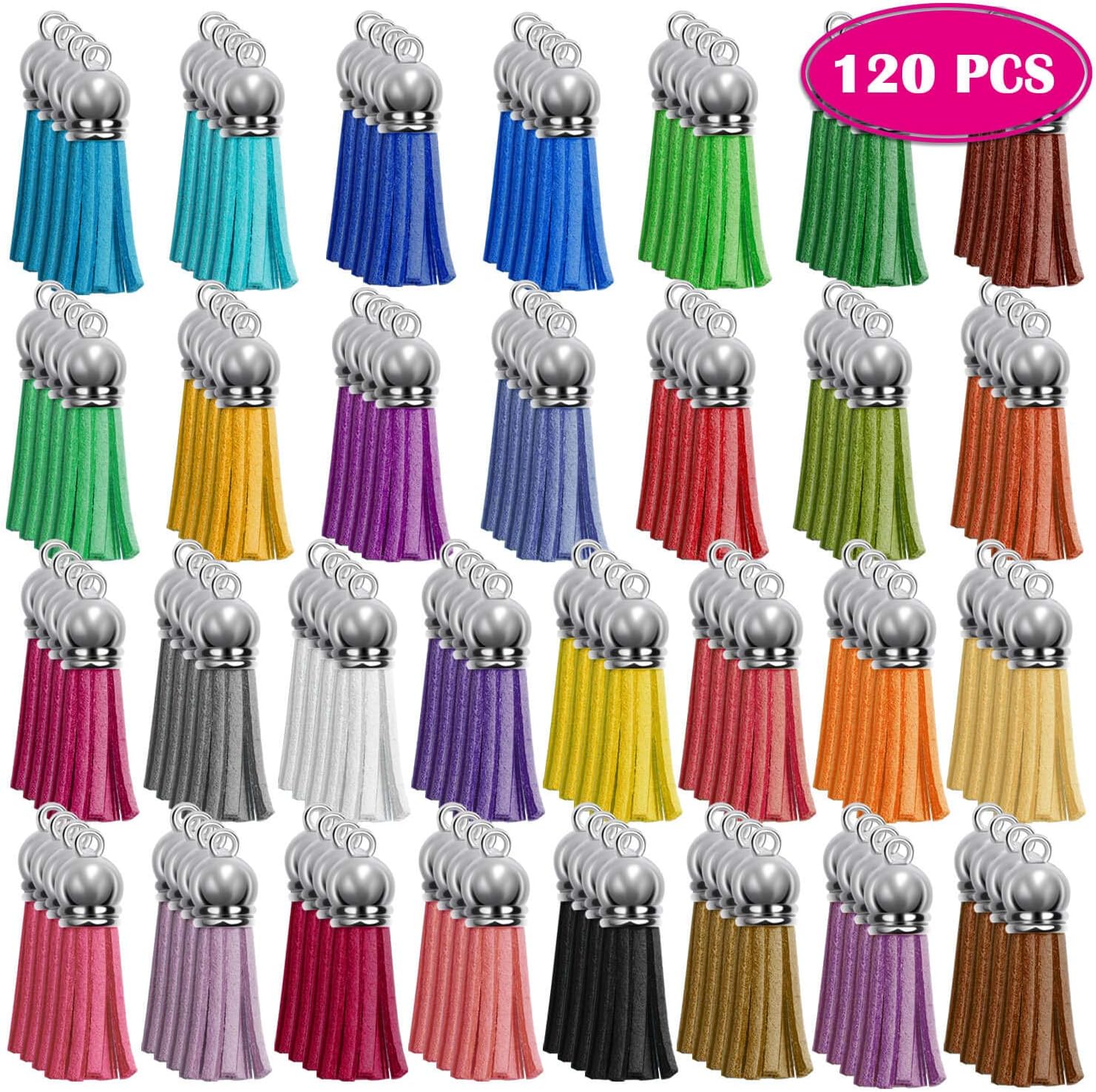 Paxcoo 120Pcs keychain Tassels Acrylic Keychain Blanks Keychain Rings ...