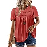 Falechay Womens Summer Tops Crewneck Short Sleeve Shirts Casual Chiffon ...