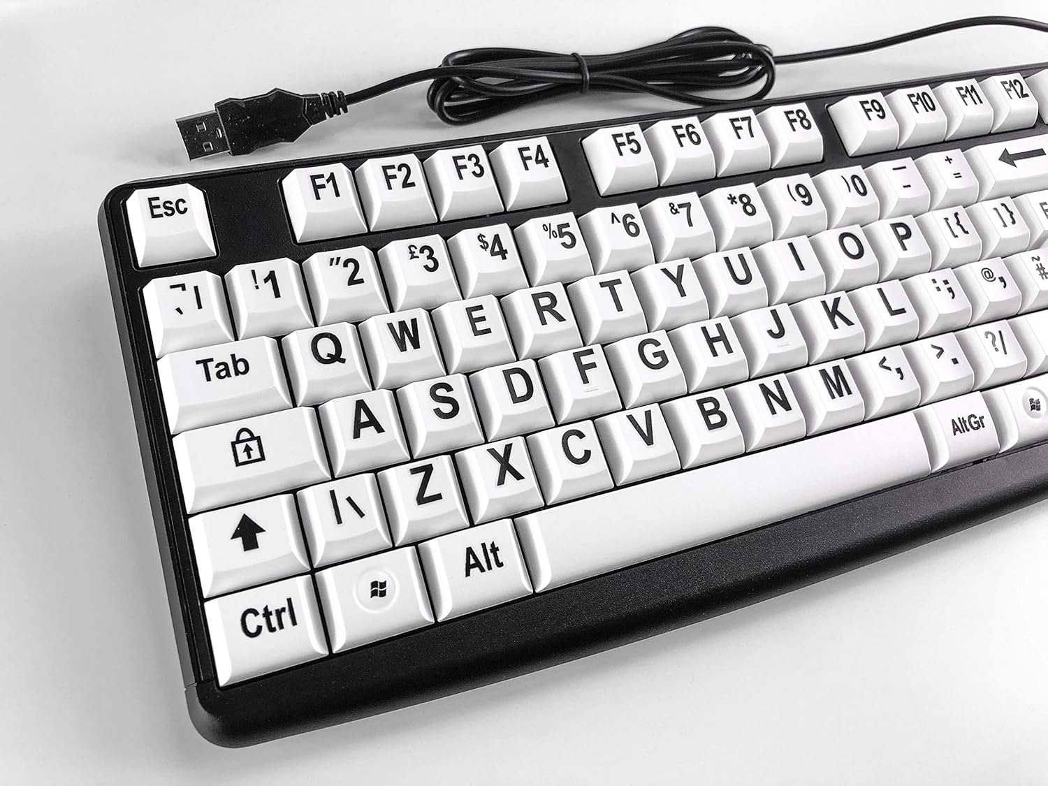 Geemarc Telecom White Big Letter Keyboard with Large Black Letters for ...