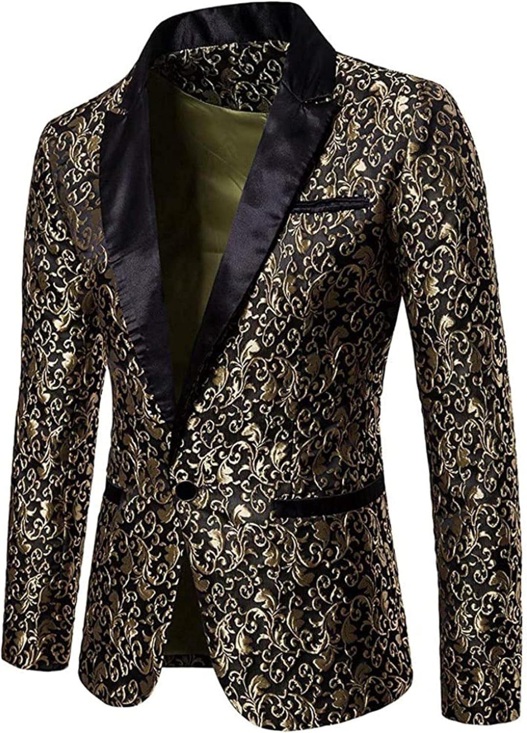 Mens Slim Fit Paisley Suit Single Breasted Party Suit Jacket 1 Button ...