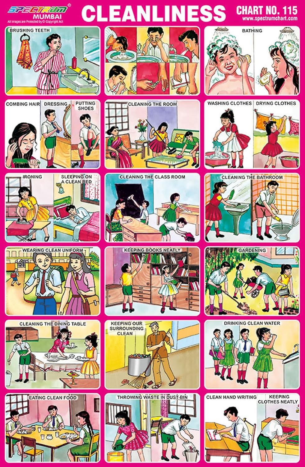 25 X Primary Kids Learning Cleanliness Educational Pictorial Paper ...