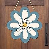 Amazon.com: JarThenaAMCS Hello Spring Wooden Hanging Sign Daisy Flower ...
