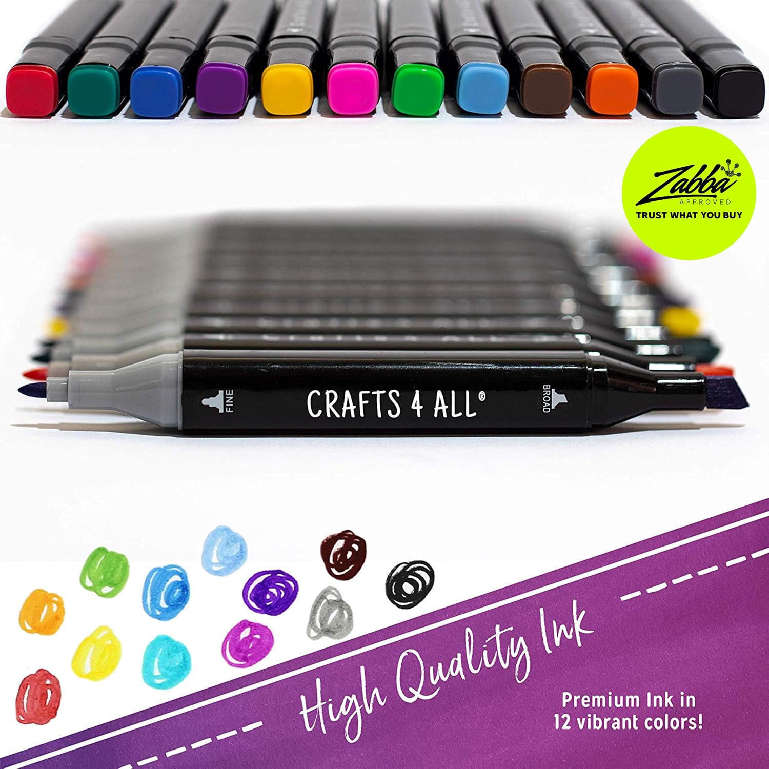 Crafts 4 ALL Fabric Pens – Pack of 12 Permanent, Dual Tip Fabric ...